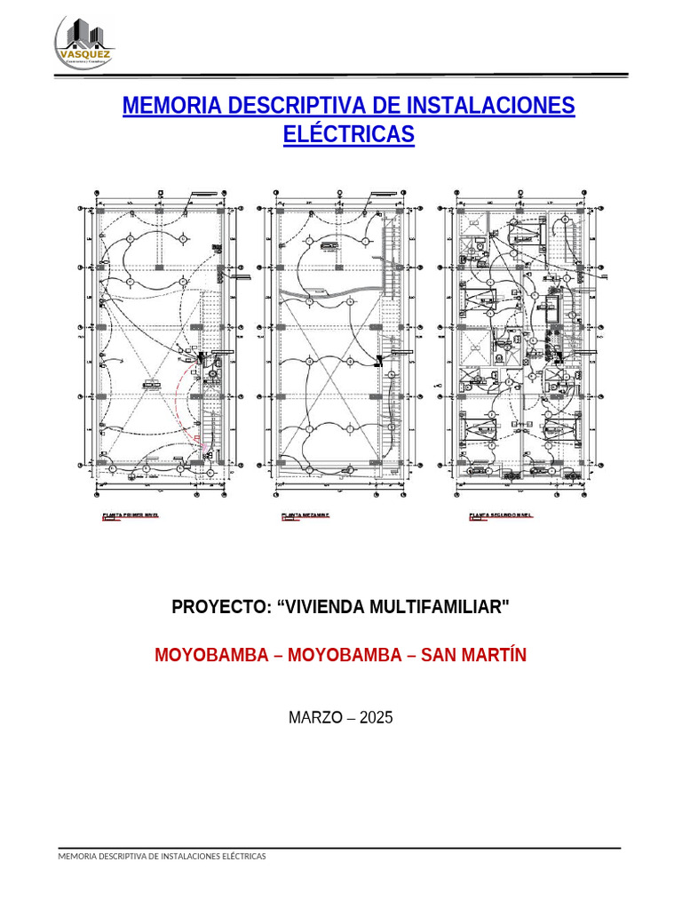 04. MEMORIA DESCRIPTIVA INST. ELECTRICAS CASA MOYOBAMBA | PDF | Cableado eléctrico | Enchufes y ...