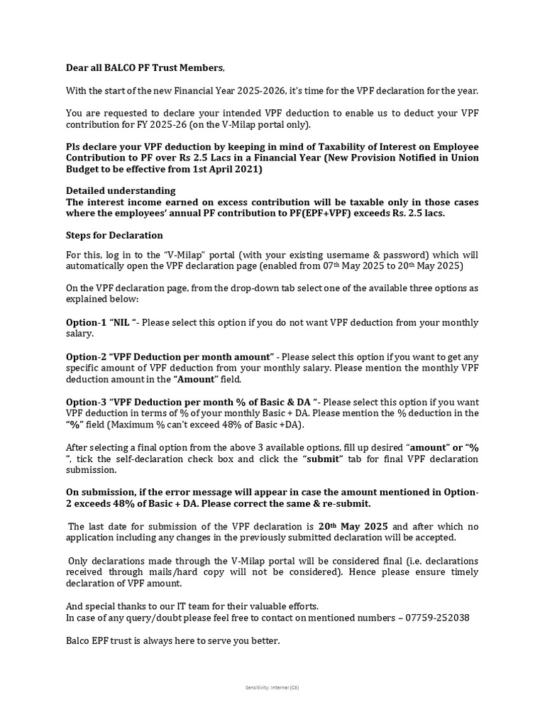 Circular For VPF DT 07.05.2025 | PDF