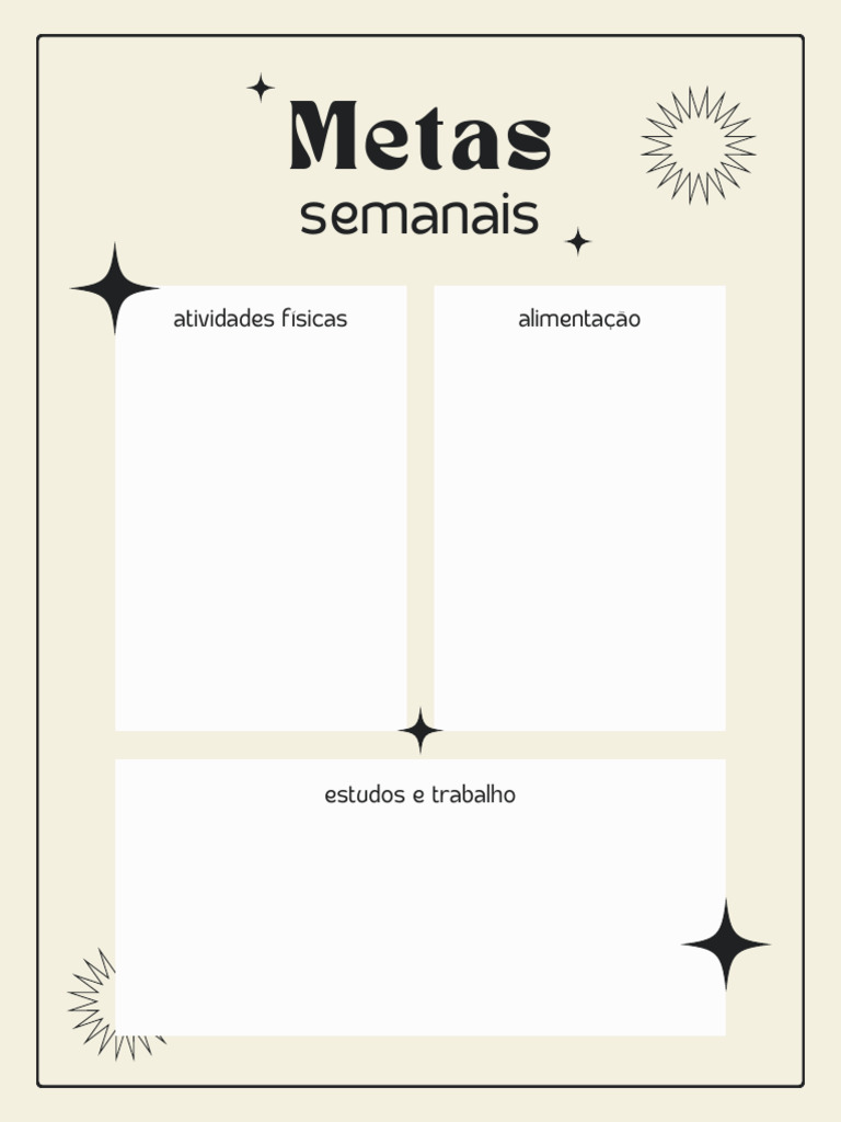 Planejador de Metas Semanais Minimalista Simples | PDF