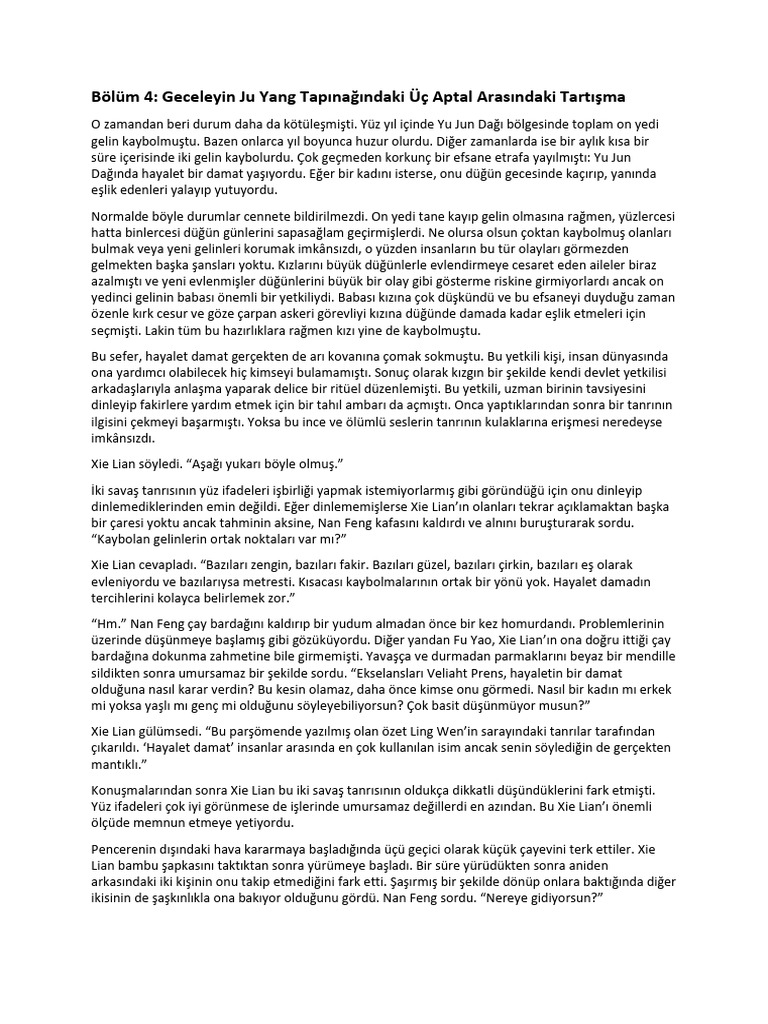 Kitap 1, Bölüm 4, Geceleyin Ju Yang Tapınağındaki Üç Aptal Arasındaki ...