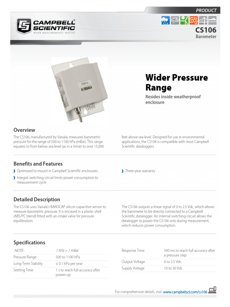 Barometro Campbell PTB110 CS106 | PDF | Calibration | Electrical ...