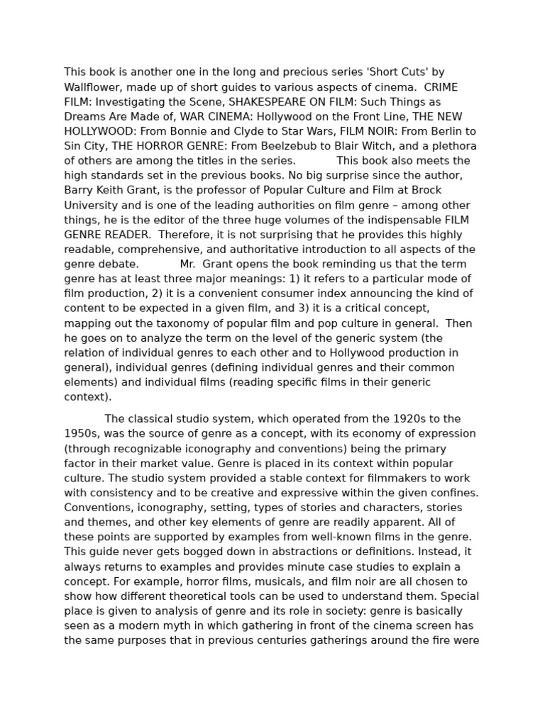 FILM GENRE From Iconography To Ideology - Barry Keith Grant | PDF | Genre