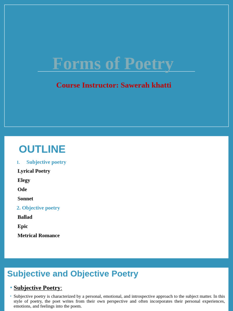 Forms of Poetry Ballad, Epic, Ode | PDF | Poetry | Epic Poetry