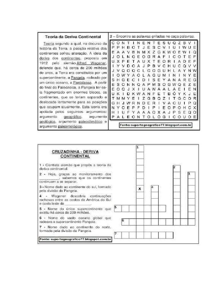 Cruzadinha Deriva Continental | PDF | Tsunami | Continente