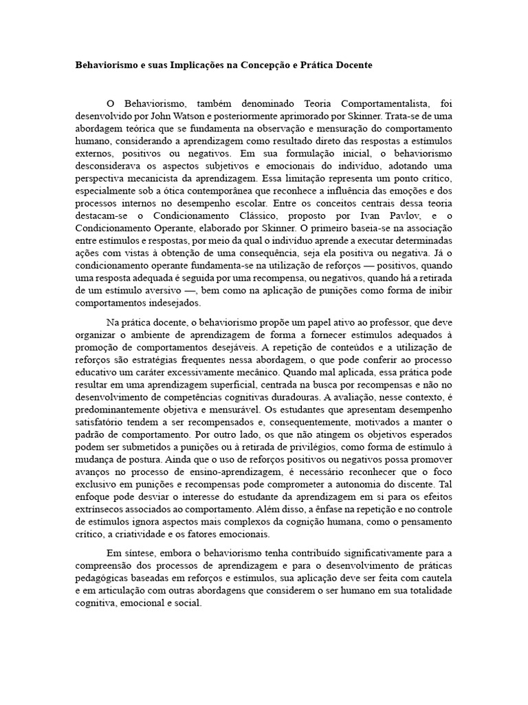 06 - Kaeel - Santos - Oliveiraa - 2024008910 | PDF | Behaviorismo ...
