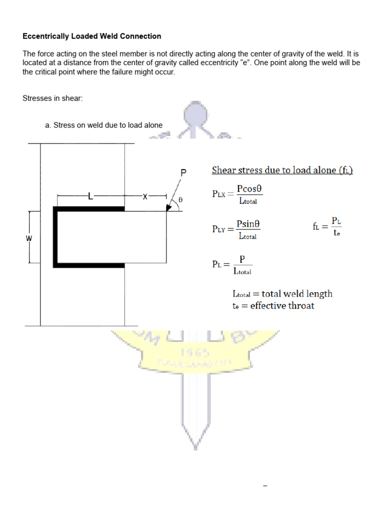 Eccentric Weld Connection Analysis | PDF | Stress (Mechanics) | Force
