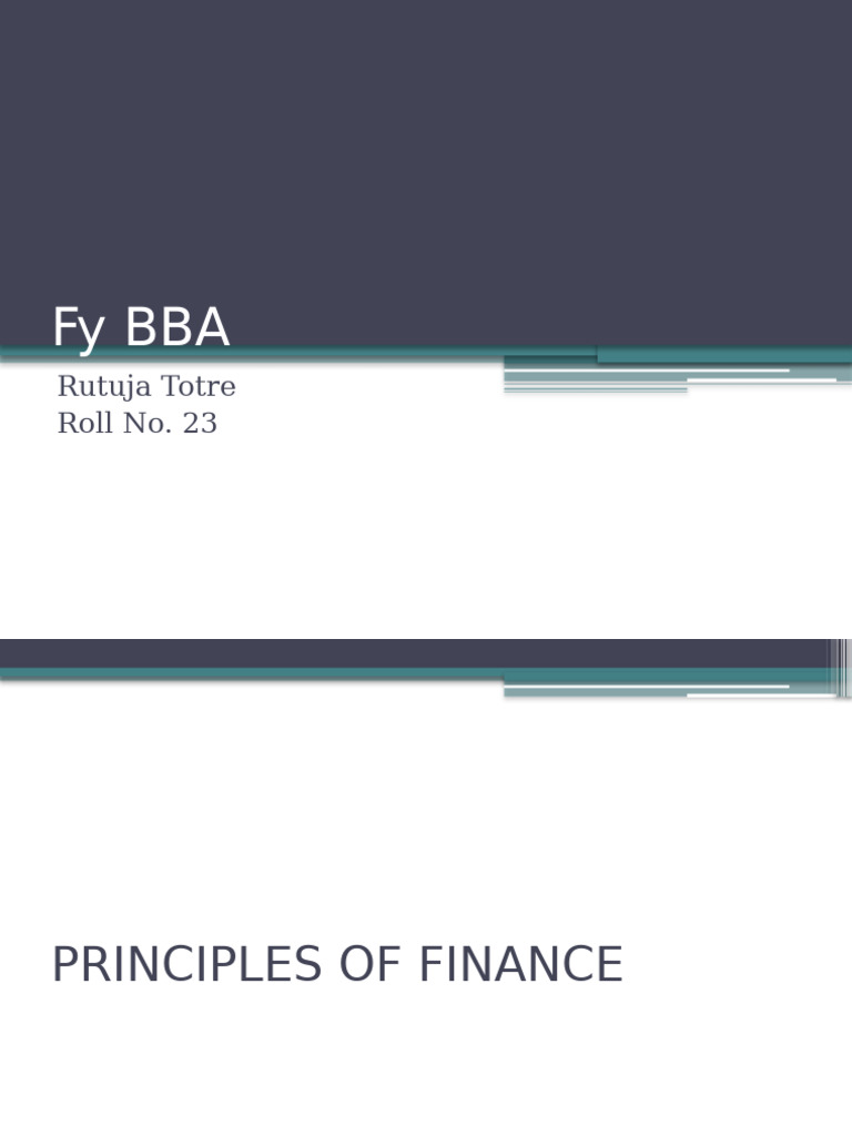 Principle of Finance | PDF | Money | Public Finance