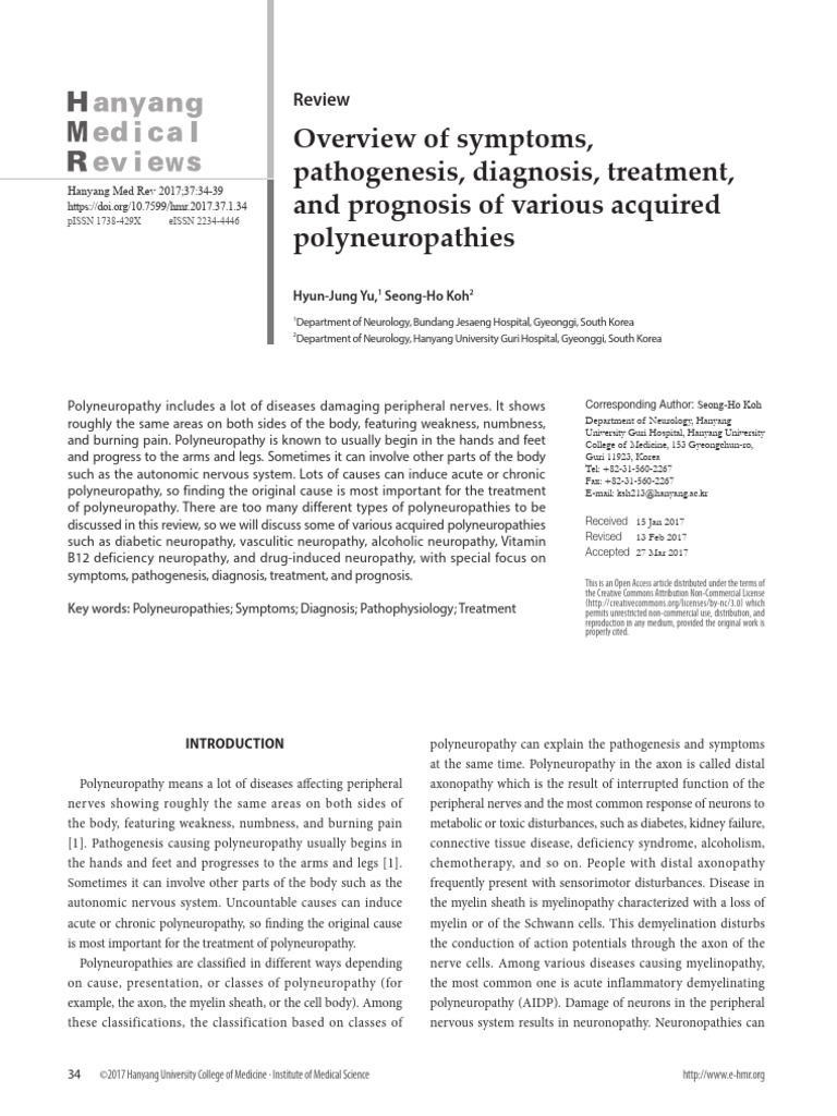 Overview of Acquired Polyneuropathies | PDF | Peripheral Neuropathy ...