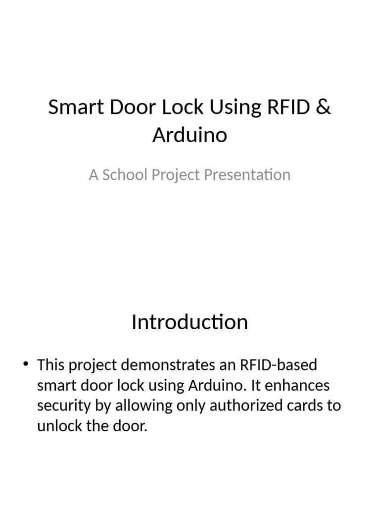 RFID Smart Door Lock with Arduino | PDF