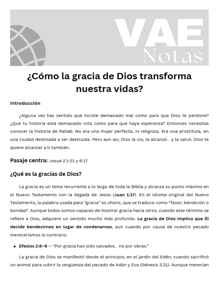 _Co_mo_la_gracia_de_Dios_transforma_nuestra_vidas | PDF | Joshua ...
