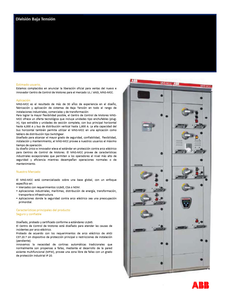 ABB MCC Ficha Técnica - MNS-MCC Esp Marzo-2012 | PDF | Ingenieria ...