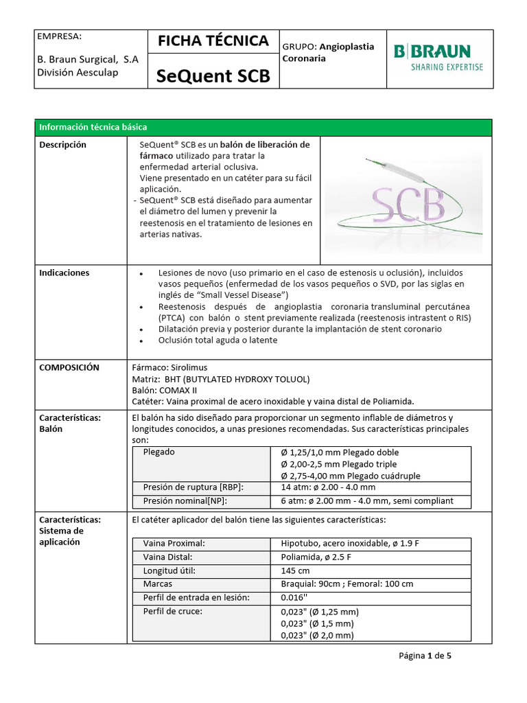 FT - Sequent SCB-D | PDF | Equipo medico | Sistema cardiovascular