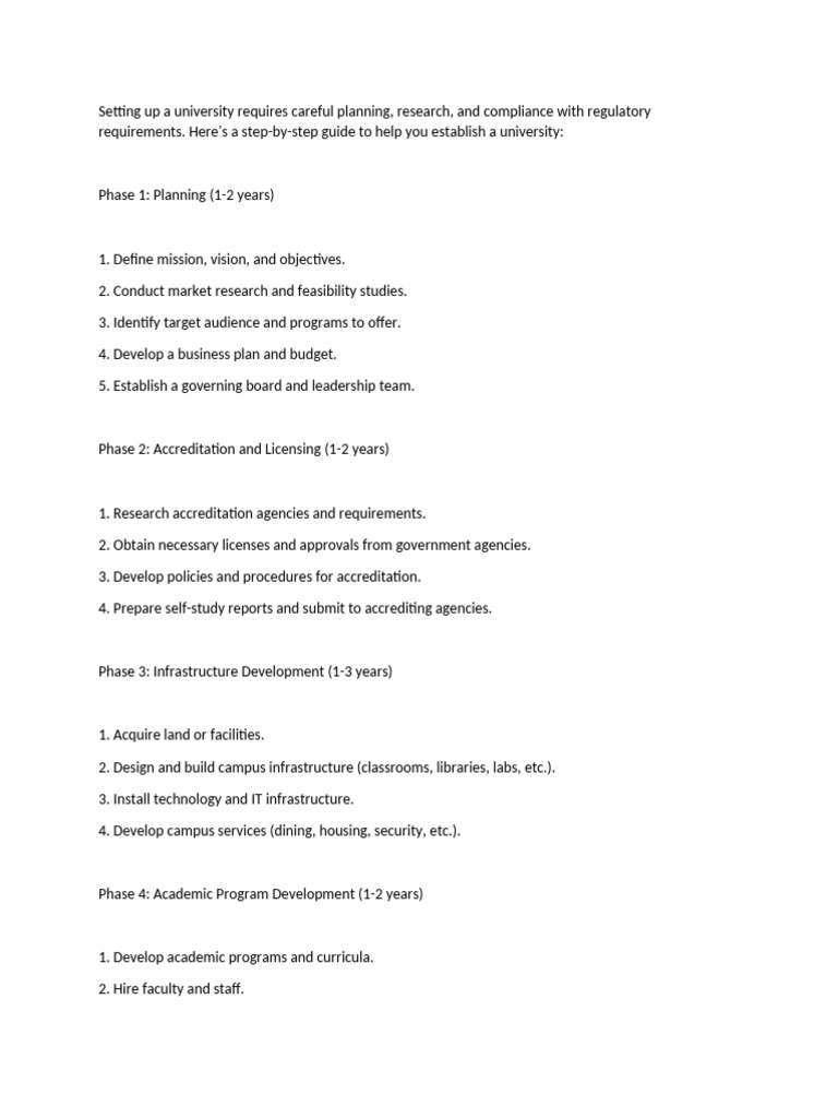 Setting Up A University Requires Careful Planning | PDF | Regulatory ...