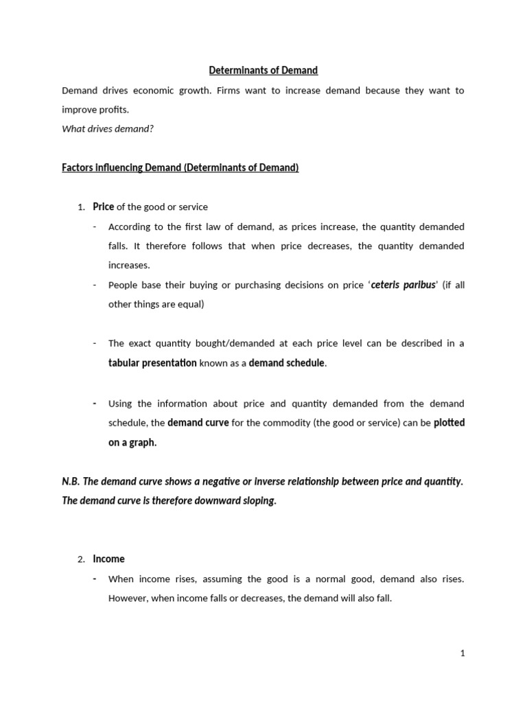 Factors Influencing Demand For Goods and Services | PDF | Demand ...
