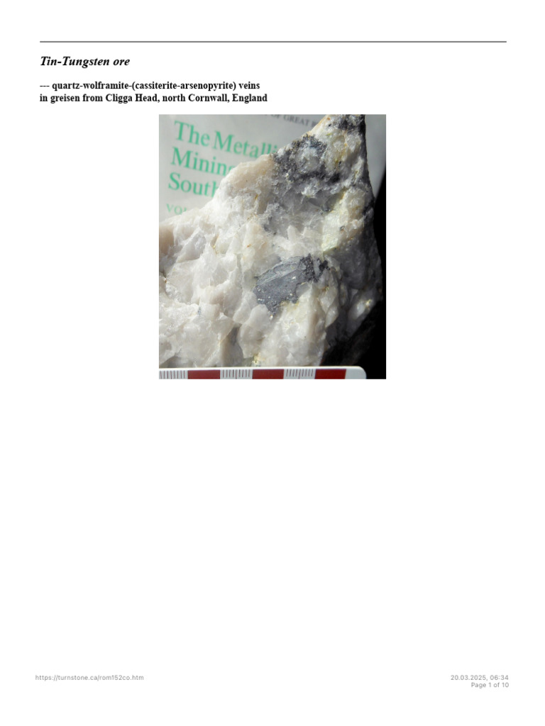 QUARTZ & WOLFRAMITE (Tin-Tungsten) Ore From Cornwall | PDF | Minerals ...