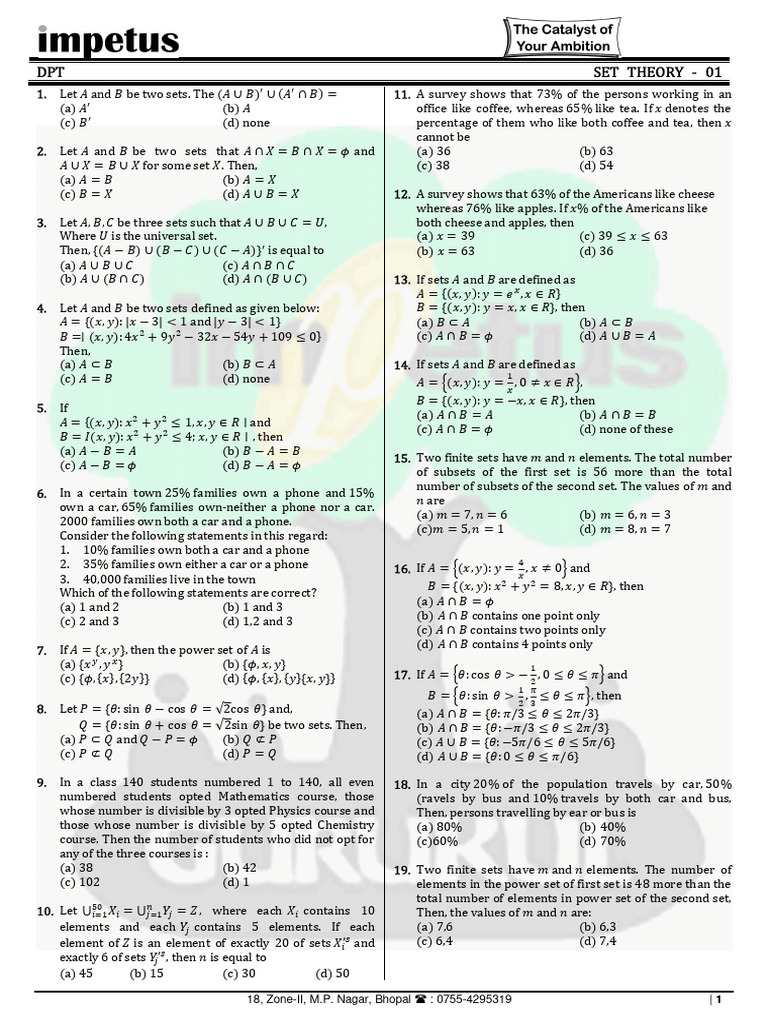 DPT - Set Theory - 01 - 42623149 - 2024 - 10 - 22 - 21 - 29 | PDF ...