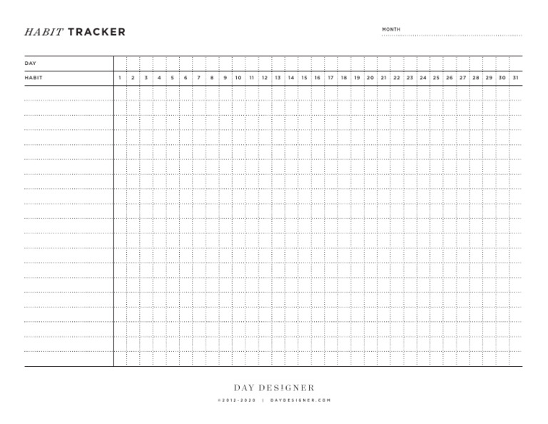Habit Tracker - Day Designer - Copyright - Do Not Distribute - 2019C | PDF