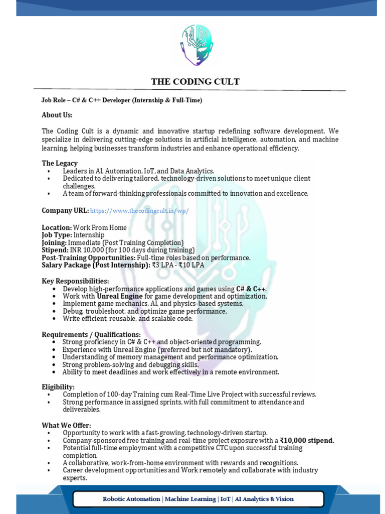 Game Developer Trainee JD | PDF