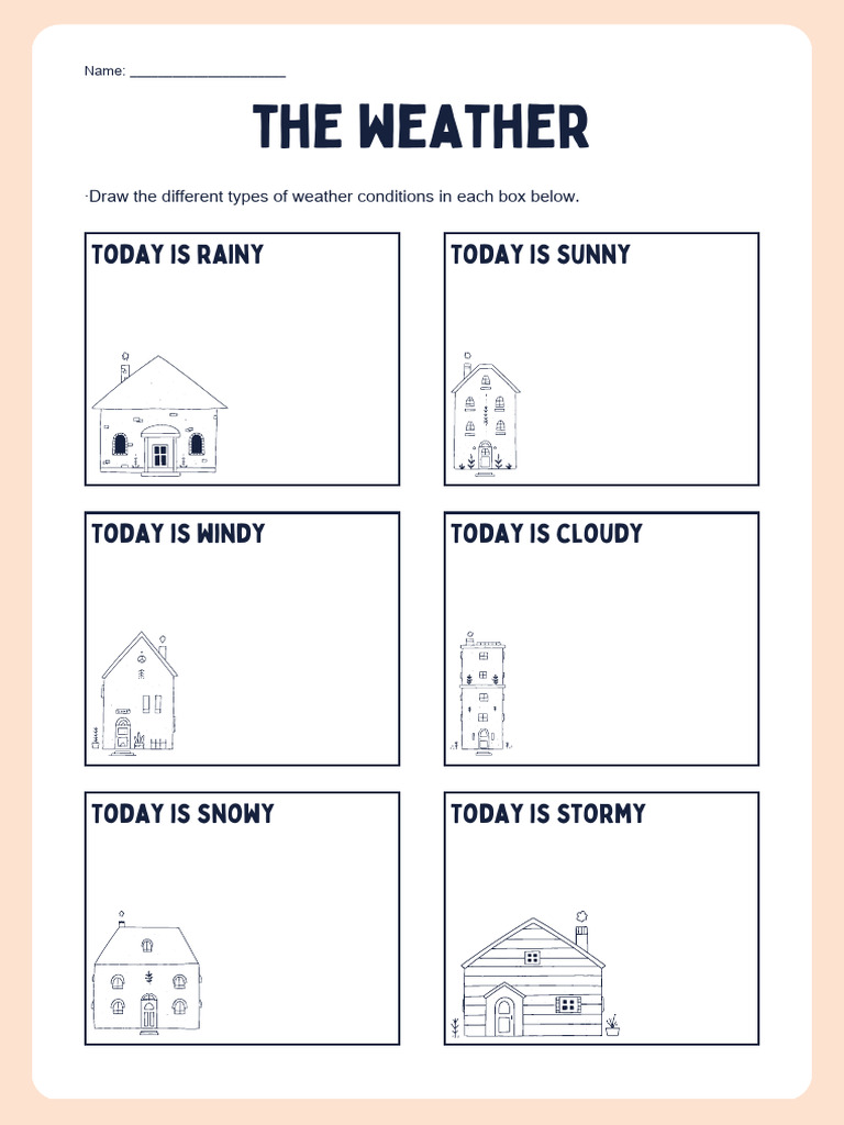 Weather Drawing Vocabulary Worksheet in White Yellow Simple ...