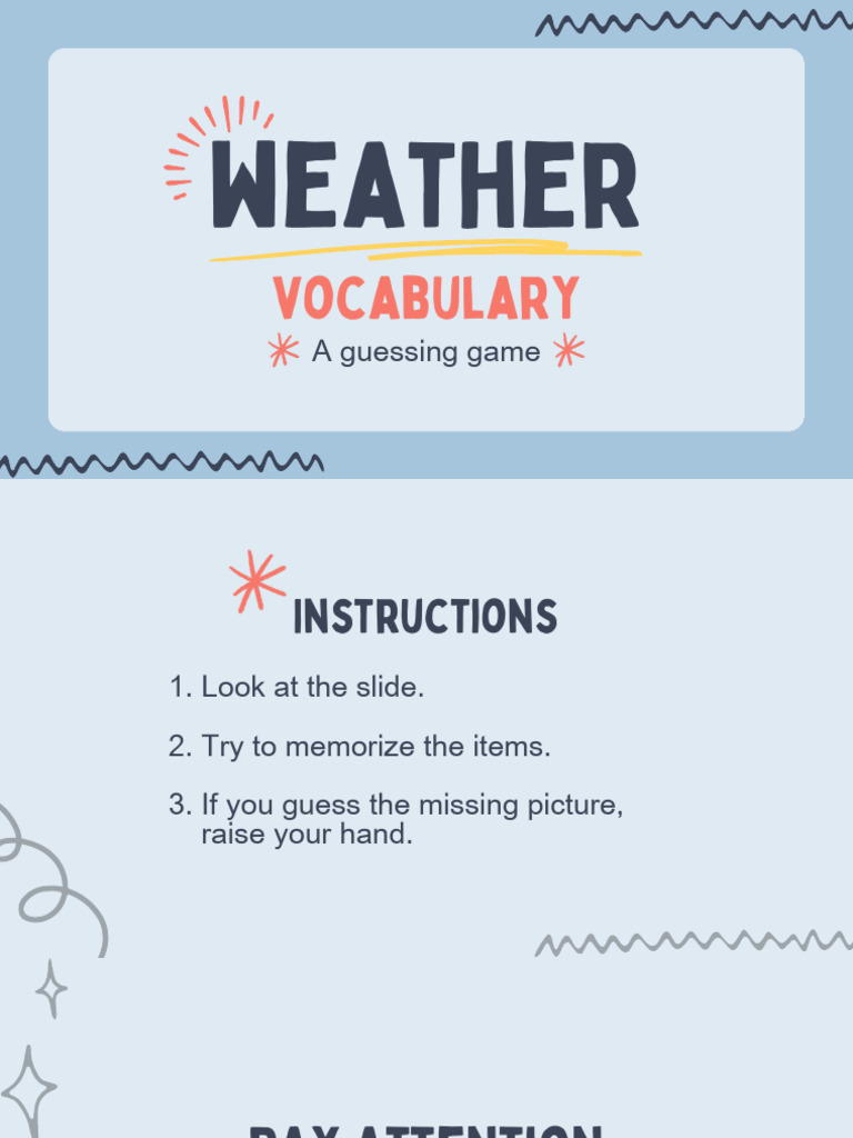 Weather Vocabulary Guessing Game Quiz Presentation in Multicolour ...
