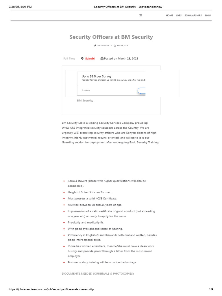 Security Officers at BM Security - Jobvacanciesnow | PDF | Nairobi ...