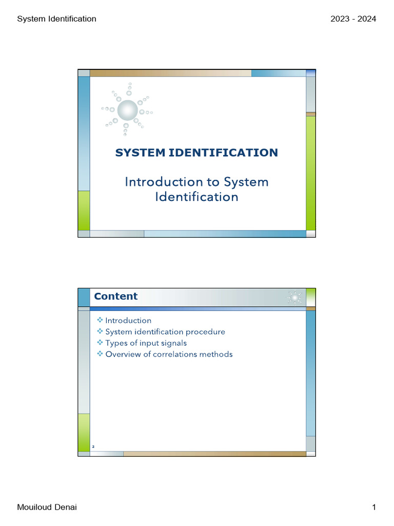 Lecture 7 - Introduction to System Identification | PDF | Computer ...