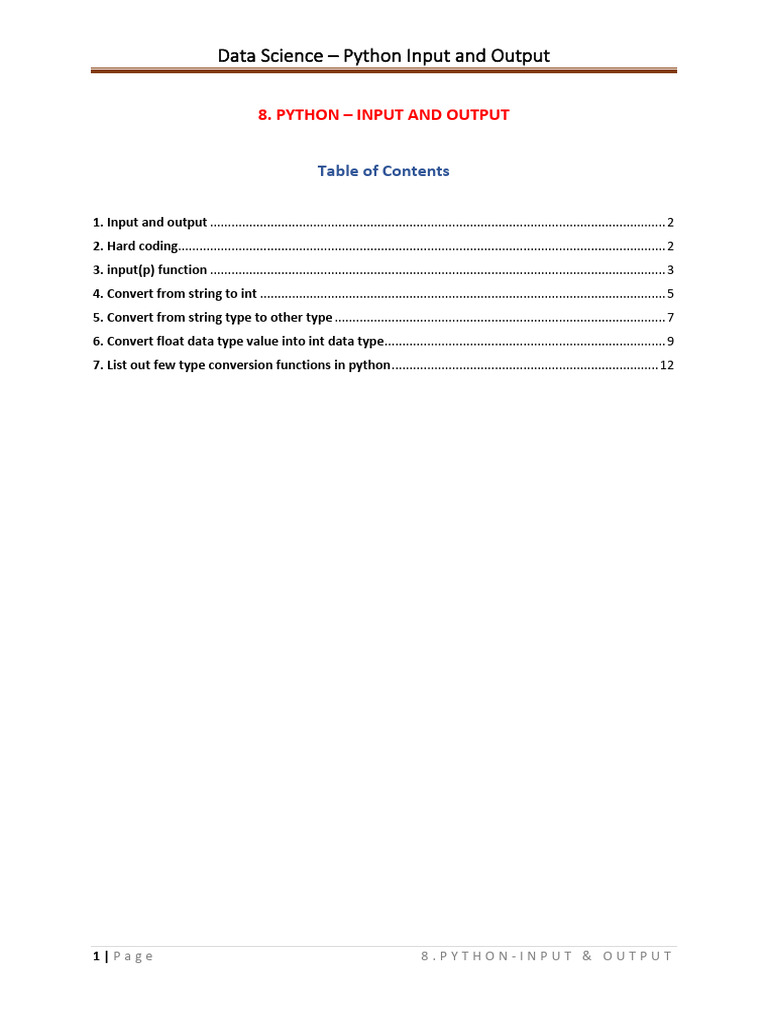 Python - Input and Output | PDF | Data Type | Boolean Data Type