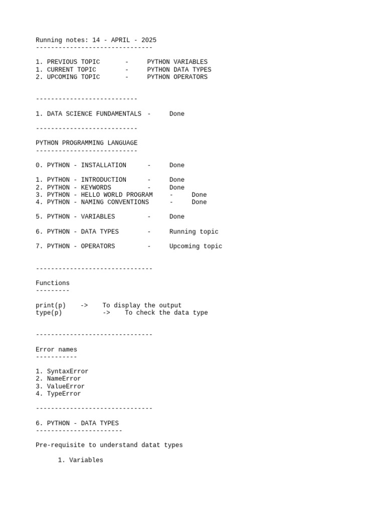 Data Science Python Data Types 14 04 2025 Pdf Data Type Integer Computer Science