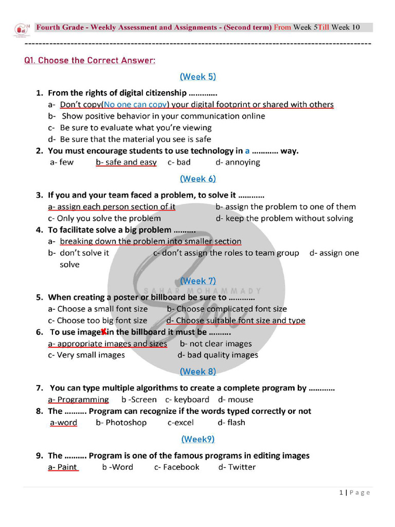 March Revision Grade 4 Answer - Page-0001 | PDF