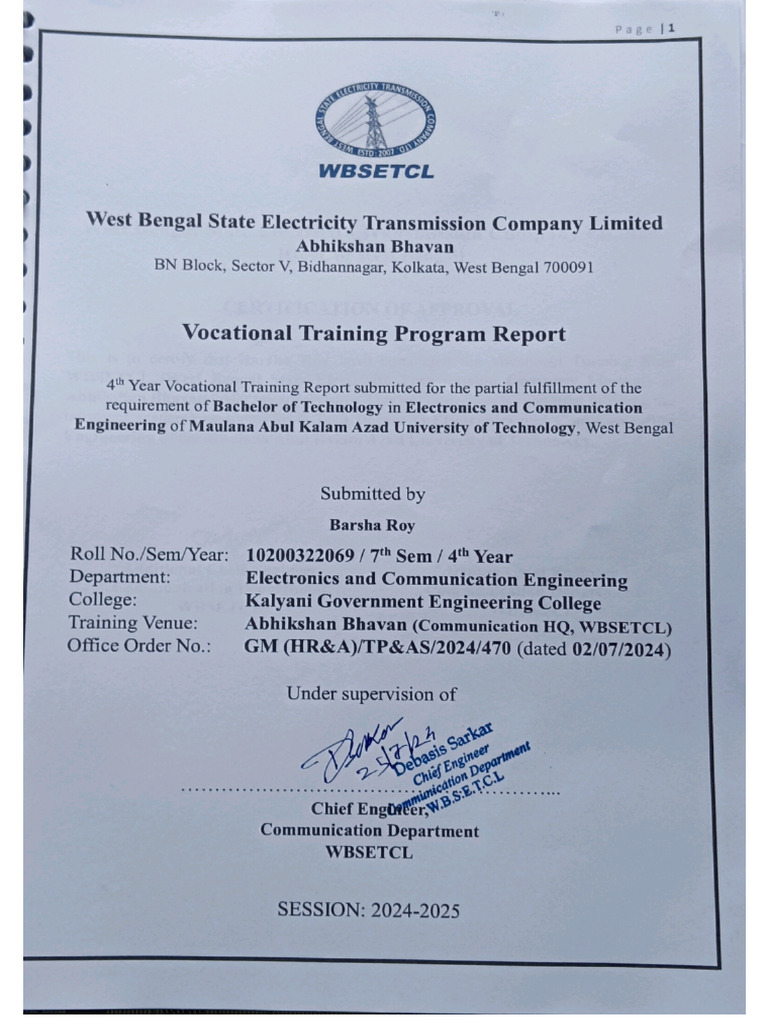 Vocational Training Report on Power Systems | PDF | Very High Frequency ...
