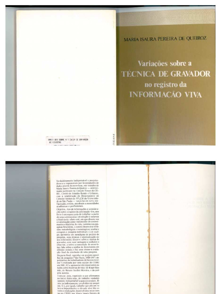 [Maria Isaura Pereira de QUEIROZ] Variações Sobre a Tecnica de Gravador ...