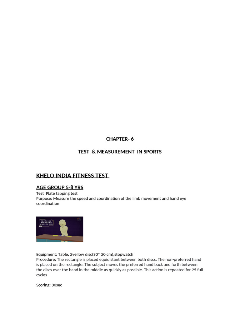 Chapter 6 TEST & MEASUREMENT IN SPORTS | PDF | Physical Exercise ...