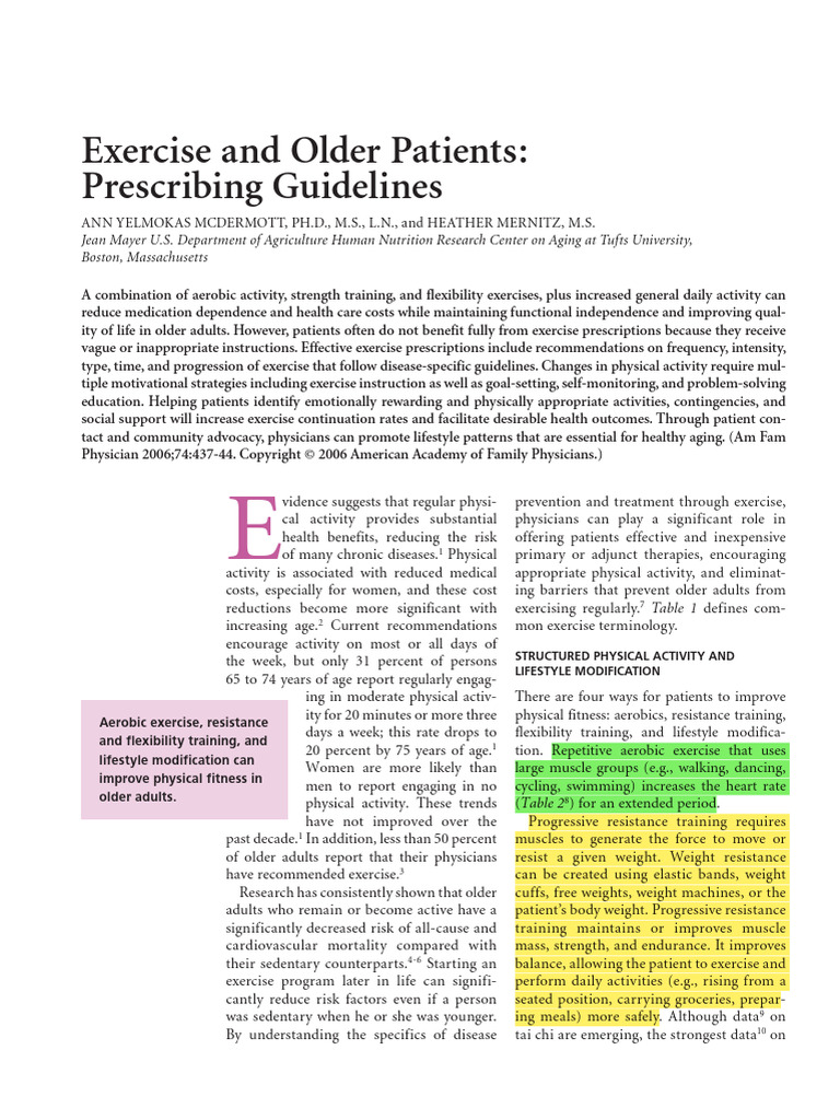 Prescribing Guidlines For Older Adults | PDF | Strength Training ...