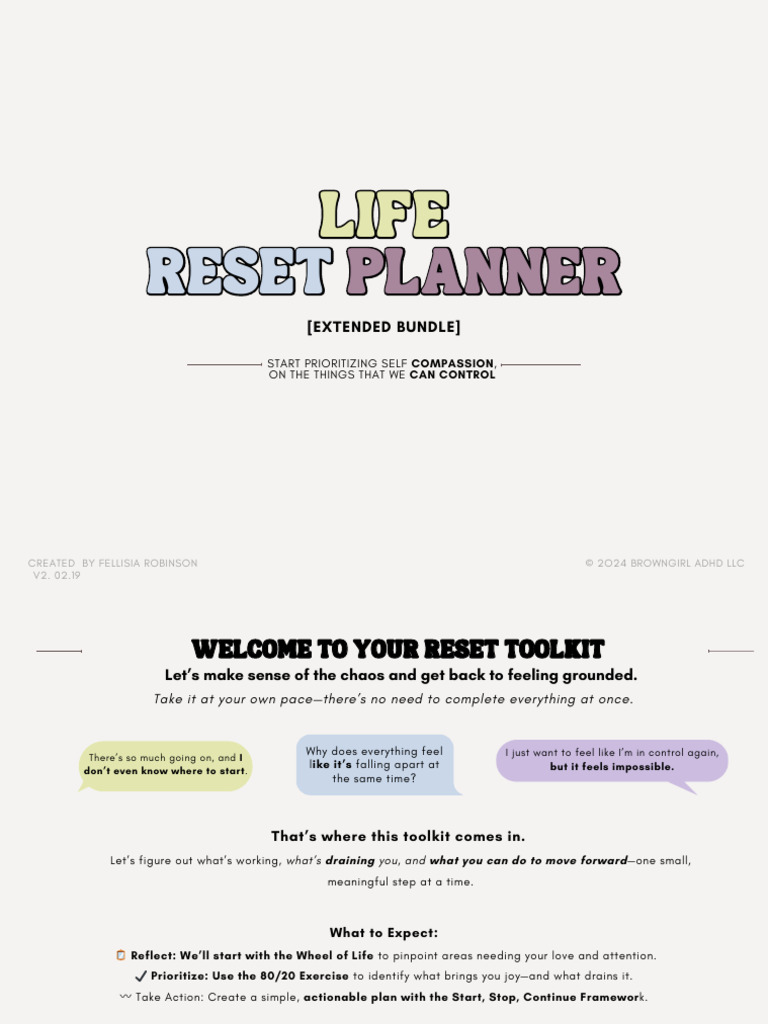 Life Reset Freebie v2 [2025] Browngirladhd (1) | PDF | Behavioural ...