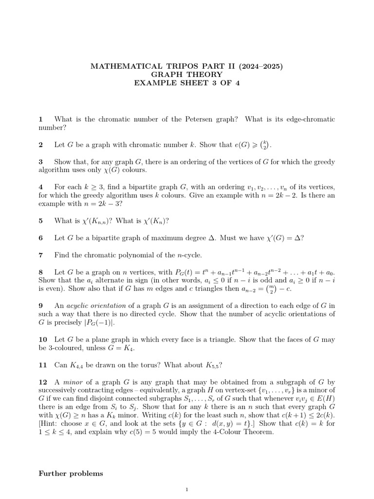 GphThySheet3 | PDF | Theoretical Computer Science | Graph Theory