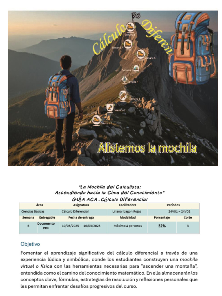 Guia ACA Alistando Mochila Calculo Diferencial | PDF | Calculo diferencial