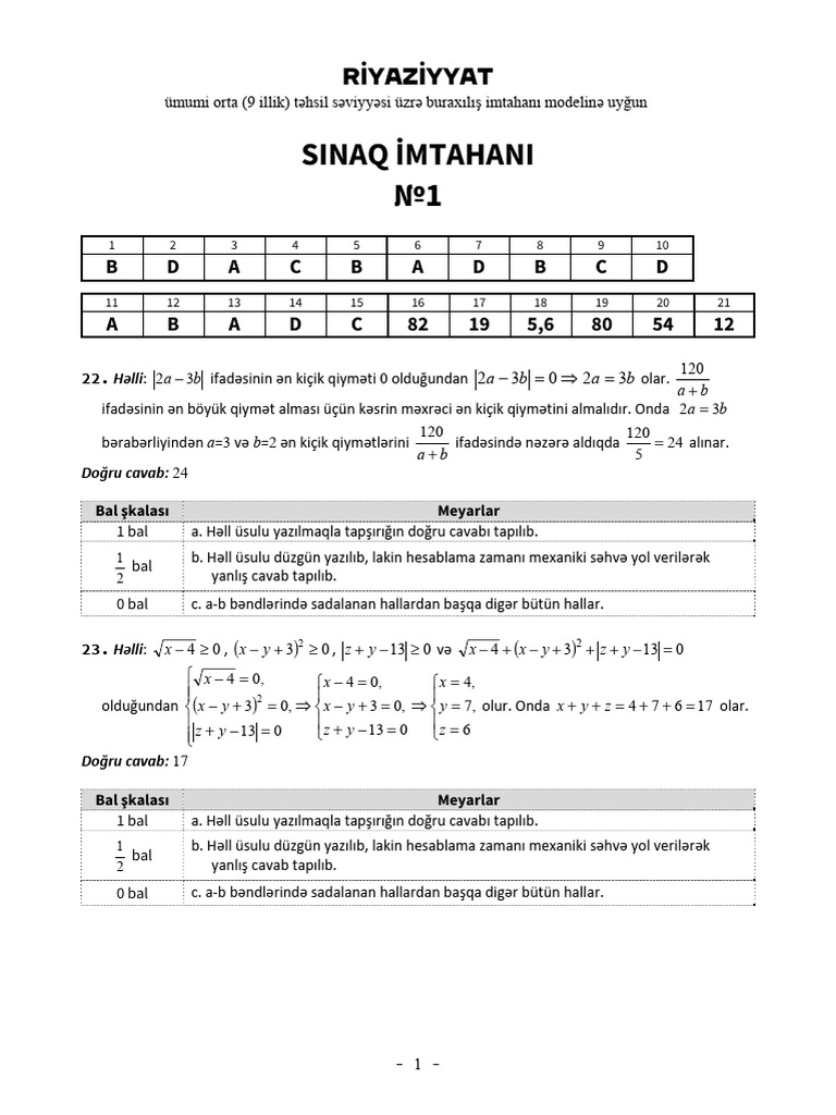 Sinif Riyaziyyat Buraxılış - PDF.CVB | PDF