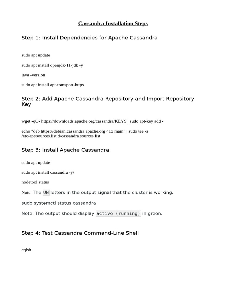 Cassandra Installation Steps | PDF