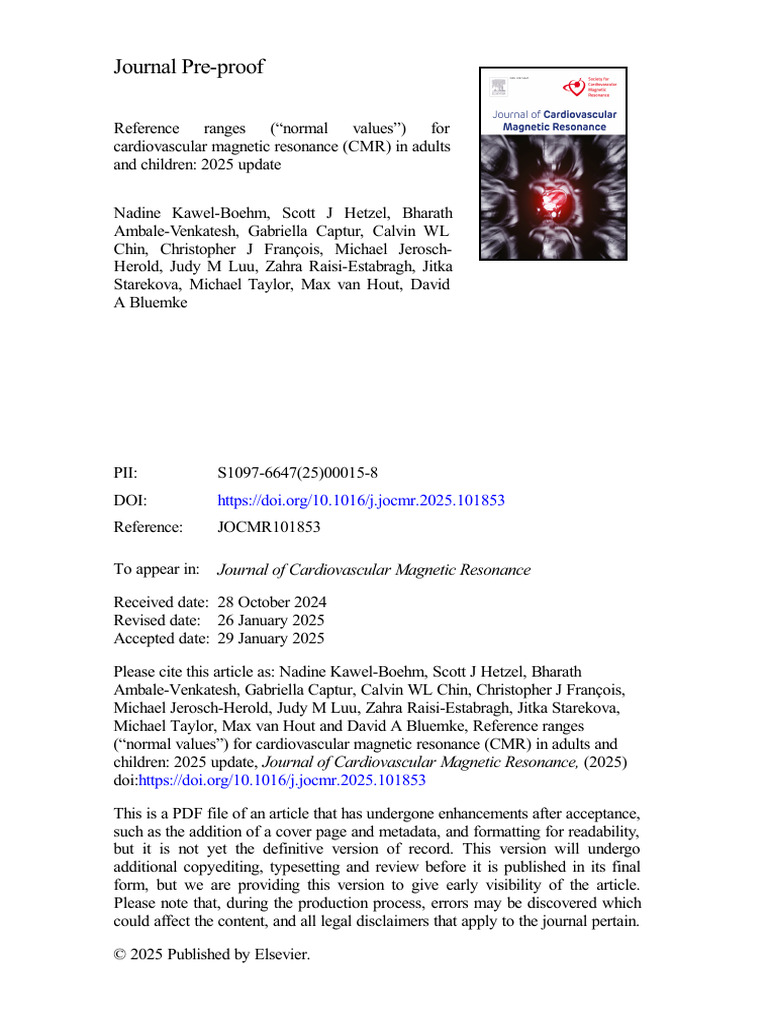 Reference ranges (“normal values”) for cardiovascular magnetic ...
