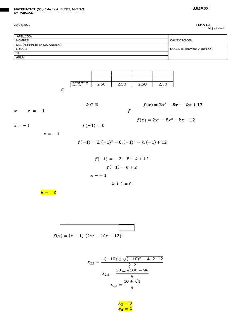 Resolucion Primer Parcial Matematica 51 Unico Turno Tema 13 29-04-2025 ...