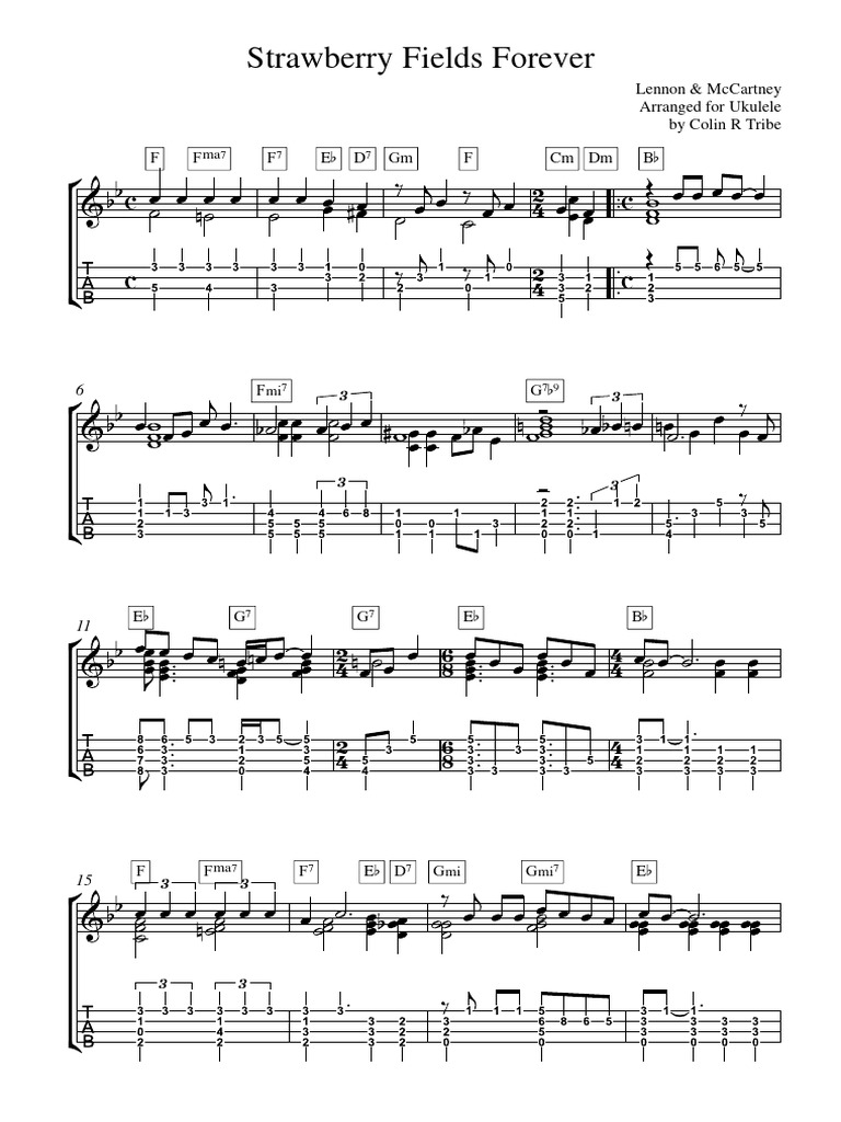 Strawberry Fields Forever in B Flat | PDF | Songs Written | Pop Songs