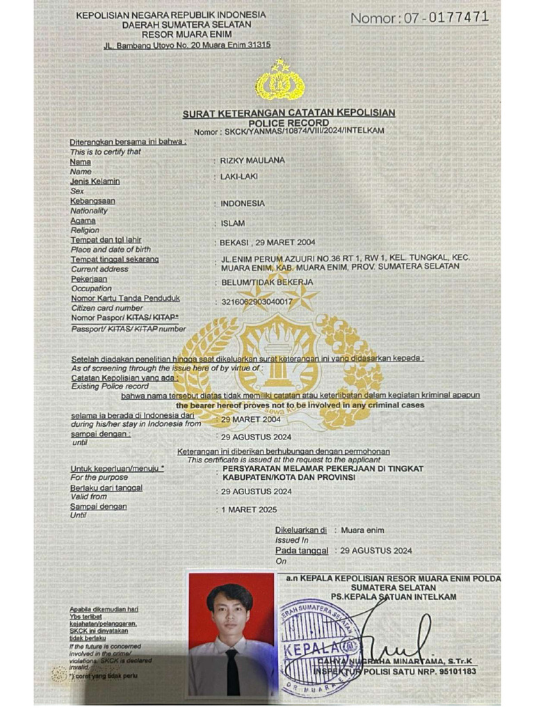 SKCK Rizky Maulana | PDF