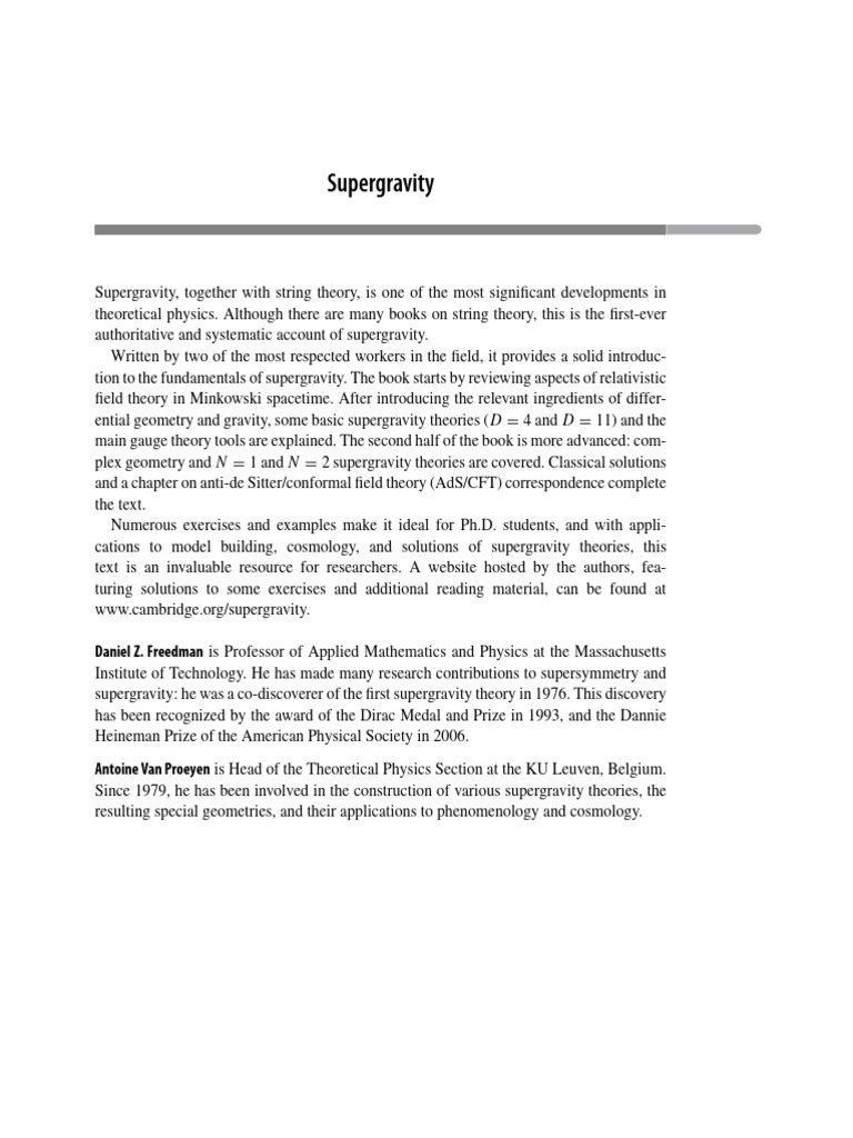 Supergravity Freedman | PDF | Gauge Theory | Field (Physics)
