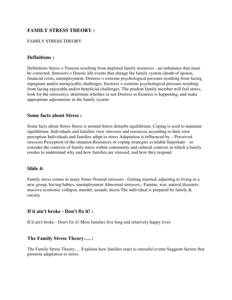 Understanding Family Stress Theory | PDF | Psychological Resilience ...
