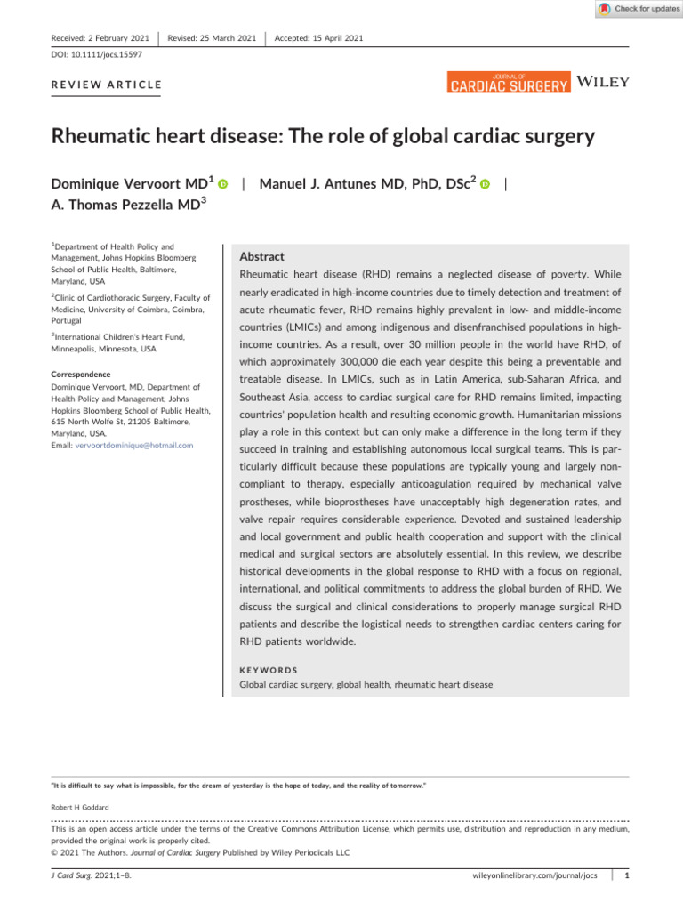 The Role of Global Cardiac Surgery | PDF | Surgery | Clinical Medicine