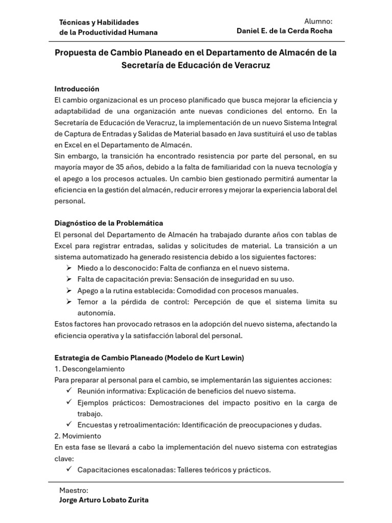 Propuesta de Cambio | PDF | Teoría de apego