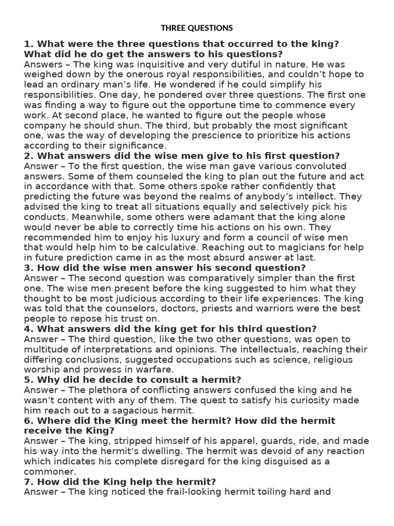Three Questions | PDF