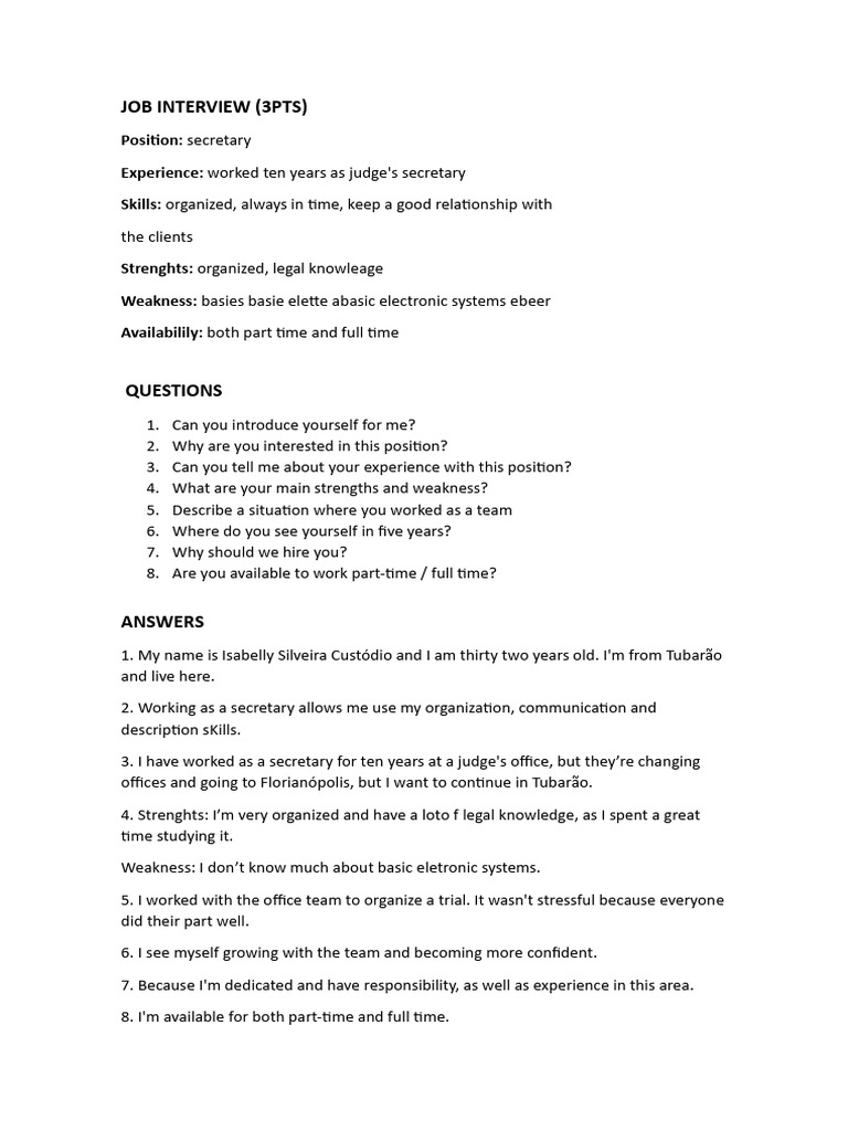 Job Interview | PDF