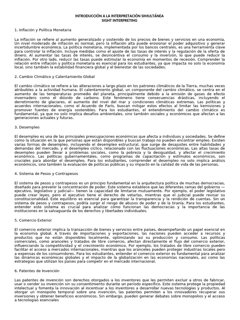 Sight Int Inversa 1 | PDF | Inflación | Cambio climático