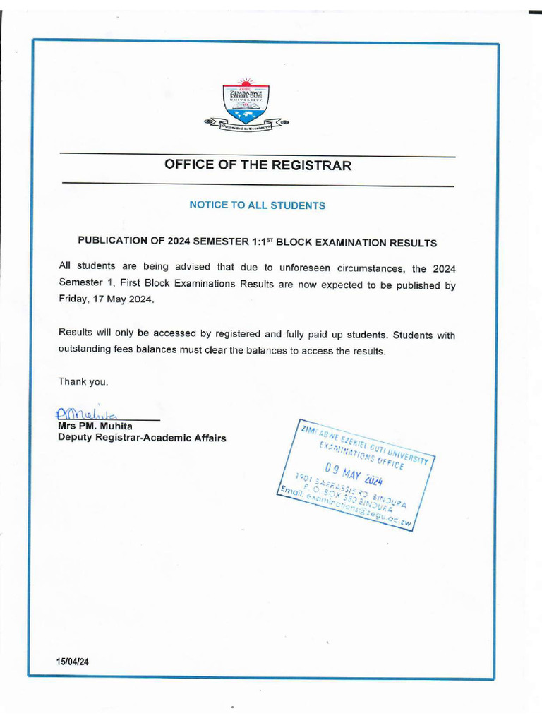 Results Notice 2024-1 | PDF